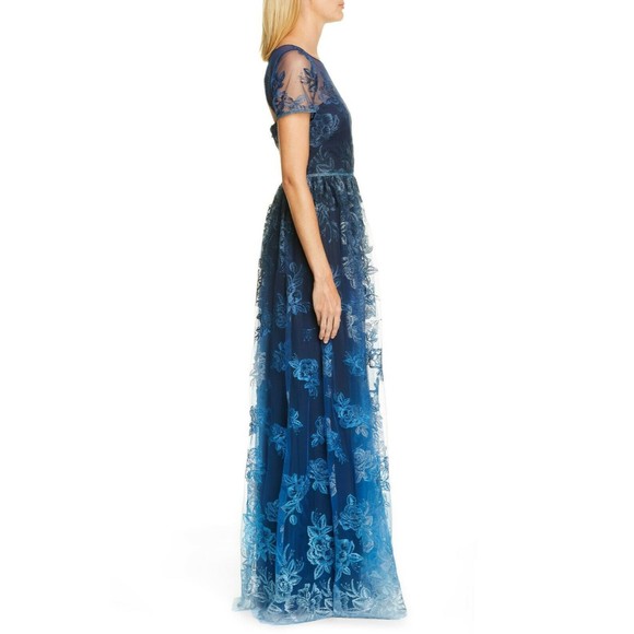 MARCHESA NOTTE | Dresses | Marchesa Notte Navy Blue Ombre Embroidered ...